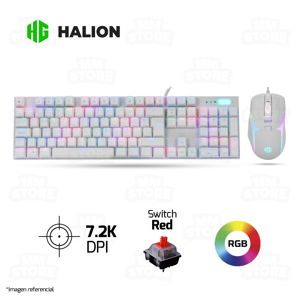 COMBO HALION DAMON HA-863C | TECLADO + MOUSE | BLANCO | RGB