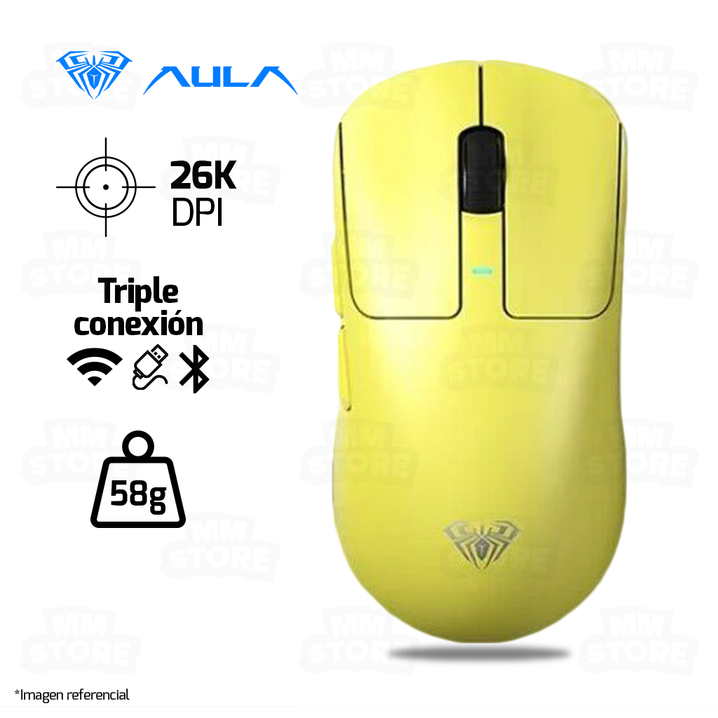 MOUSE AULA SC680 | INALAMBRICO - BLUETOOTH | 26,000 DPI | AMARILLO